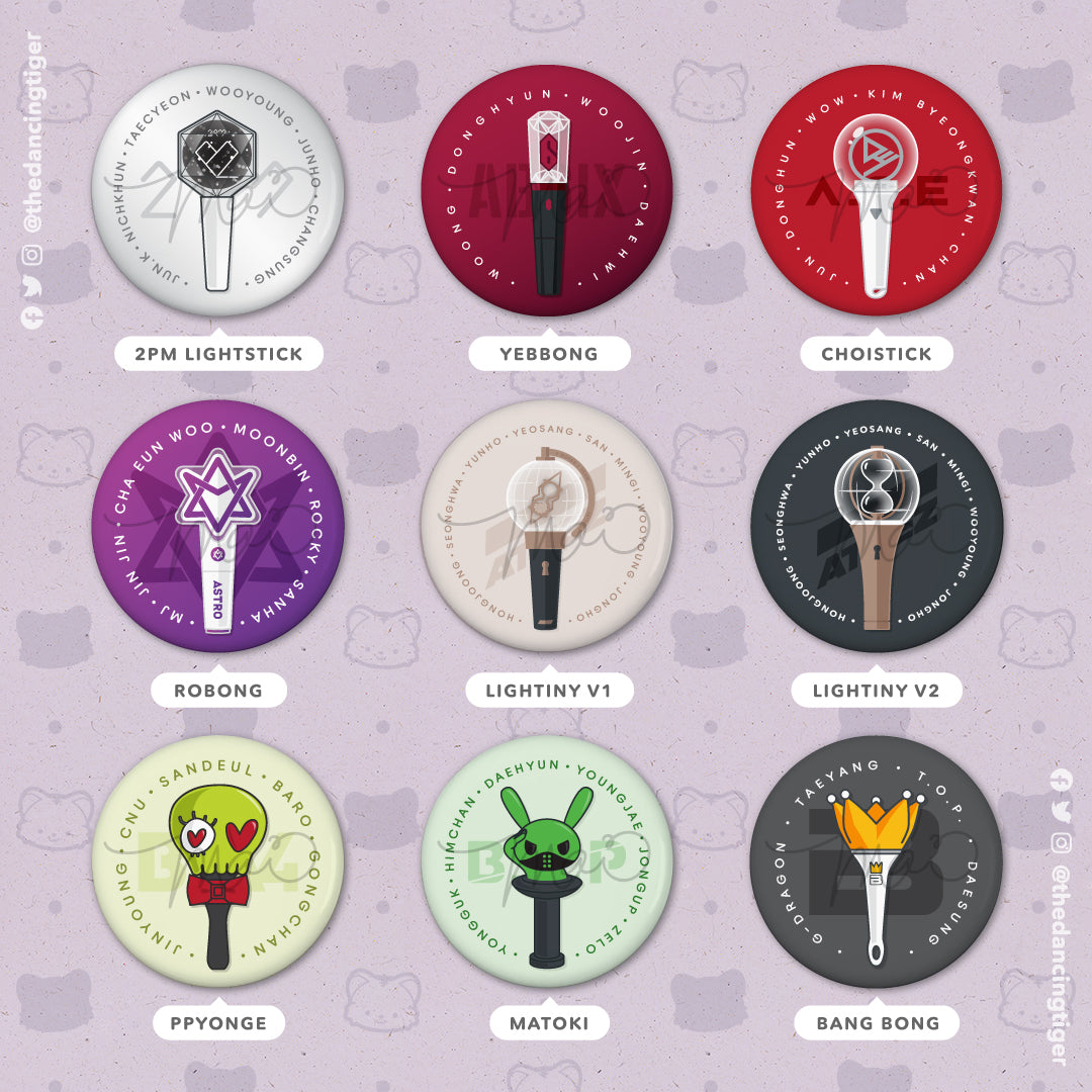 Kpop Lightsticks Buttons - Male Artists – The Dancing Tiger