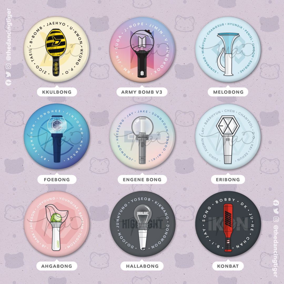 Kpop Lightsticks Buttons - Male Artists – The Dancing Tiger
